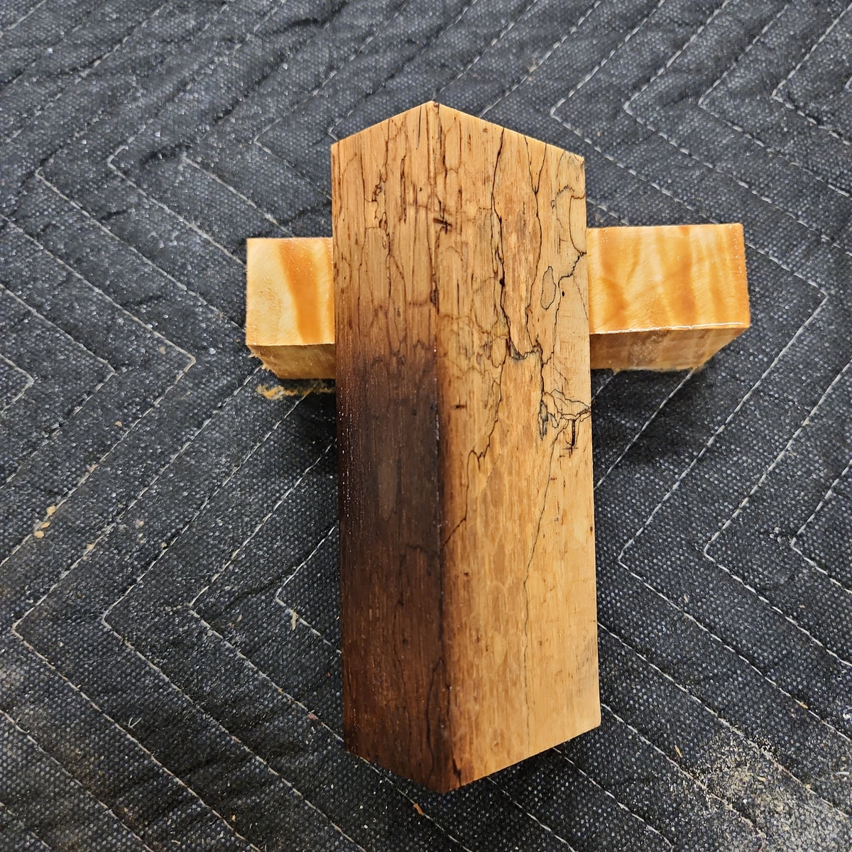 Spalted guava knife scale stabilized